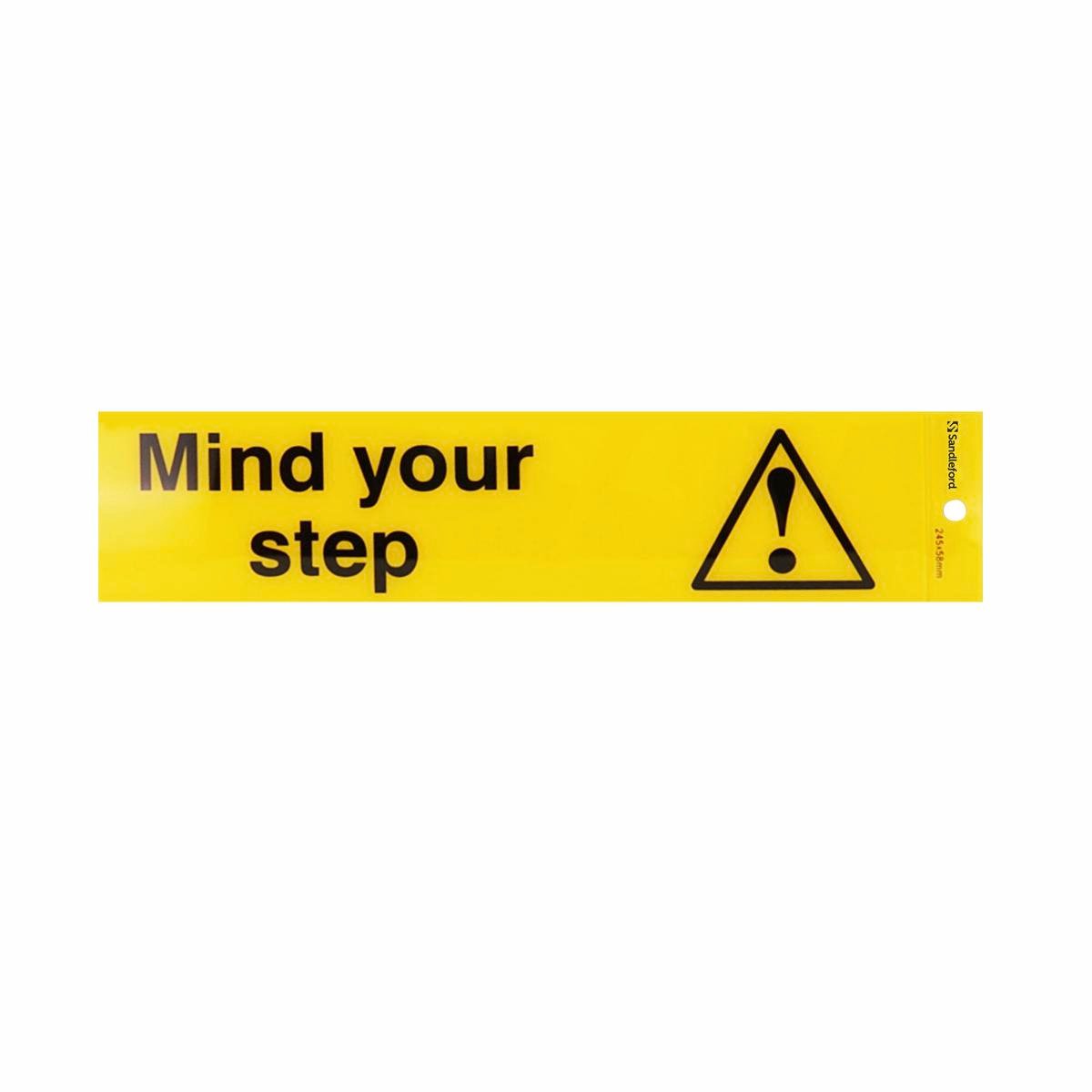 Sandleford 245 x 58mm Mind Your Step Silver Self Adhesive Sign ...