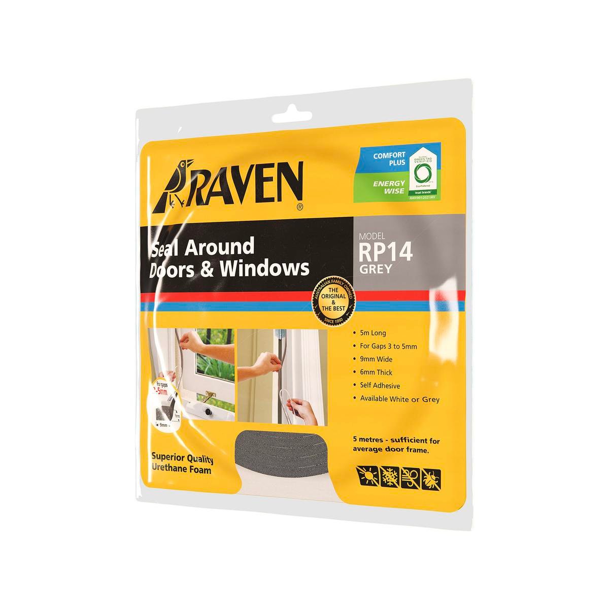 Raven 5000mm Grey RP14 Self Adhesive Weather Strip - Bunnings Australia