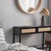 Tulum Console Table - Black Rattan with Timber Accents Black - Bunnings ...