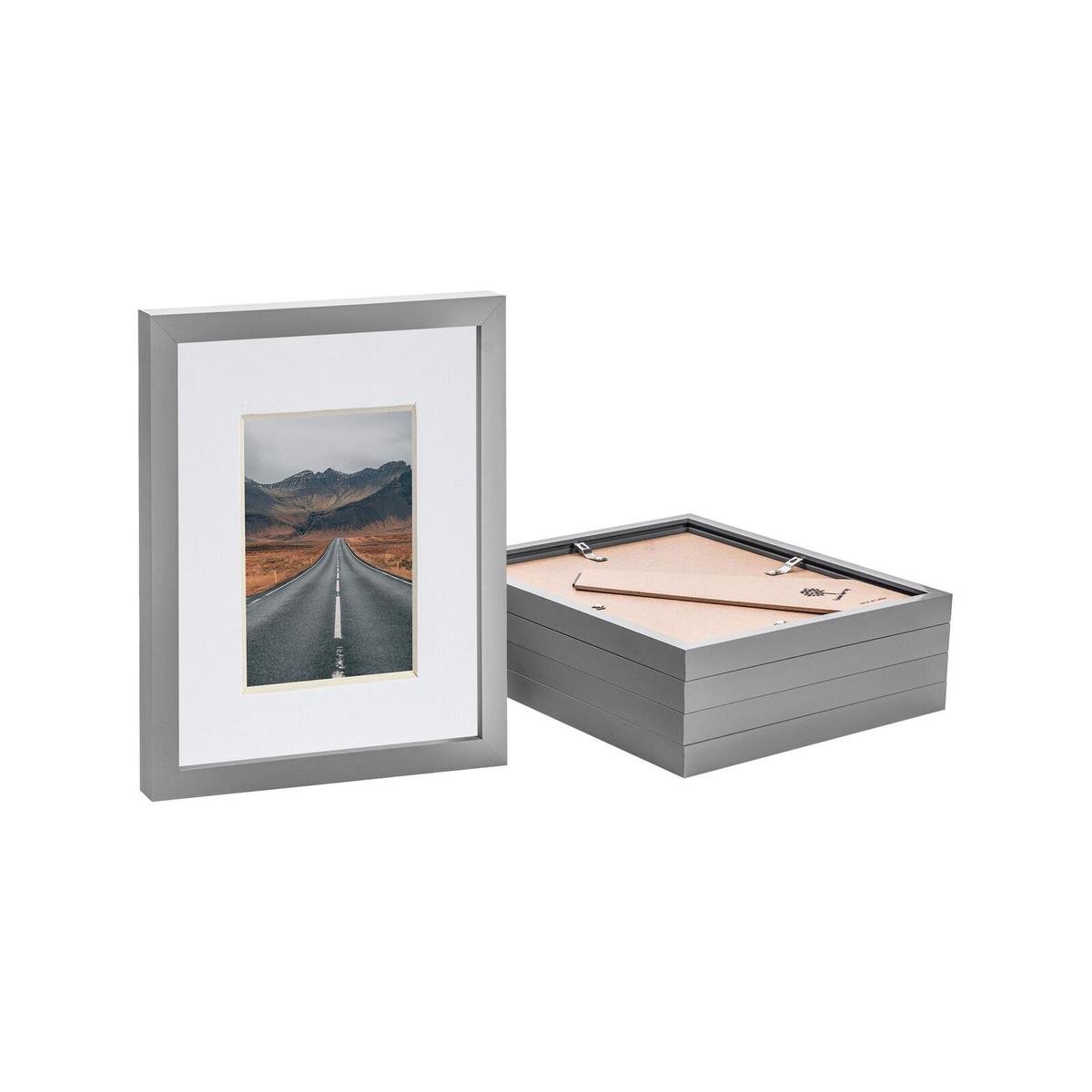 Nicola Spring Photo Frames with 4" x 6" Mount - 8" x 10" - Grey - Pack ...