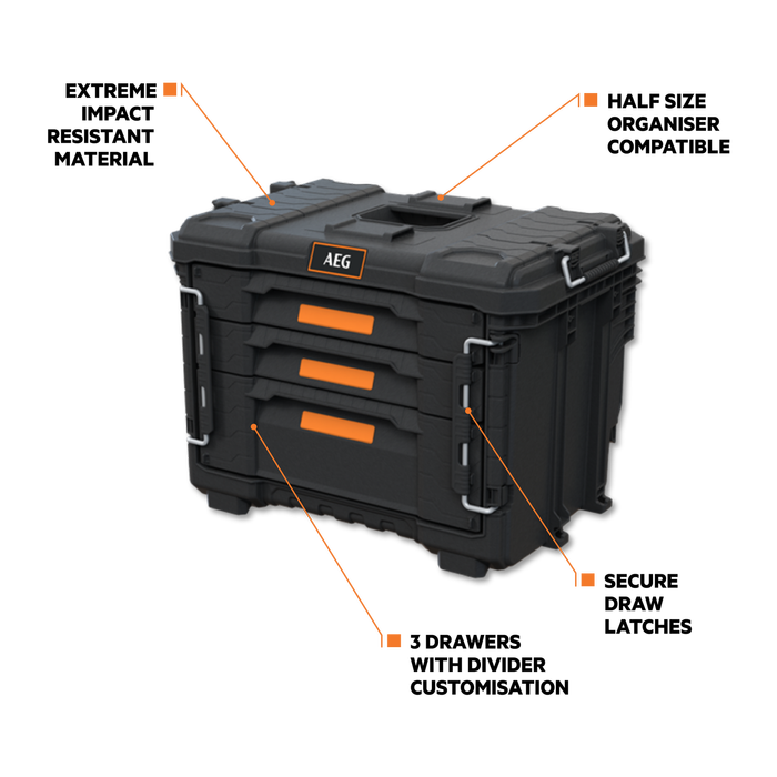 AEG QUICKSTACK 2.0 3 Drawer Toolbox - Bunnings New Zealand