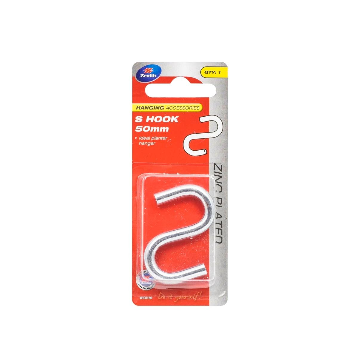 Zenith 50 x 6mm Zinc Plated S Hook - Bunnings Australia
