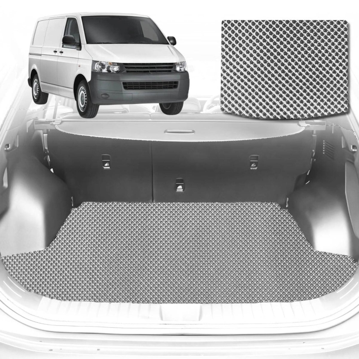6D Diamond Car Boot Mat for VolksWagen Transporter T4, T5, T5 Facelift ...