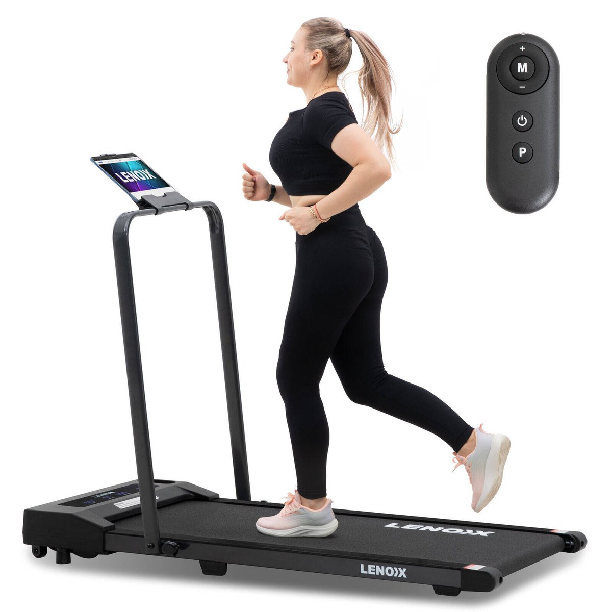 Lenoxx 2HP 52cm Walking Pad Treadmill w/ Remote, Foldable Handrail, and ...