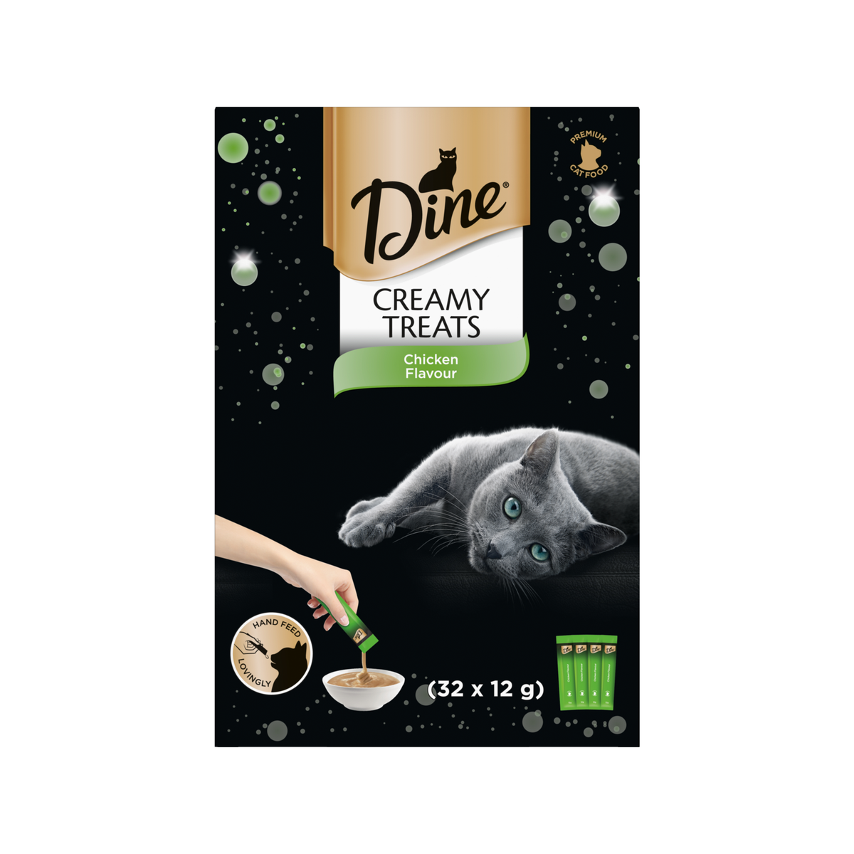Dine Creamy Treats 12g Chicken Flavour Cat Treats - 32 Sachets ...