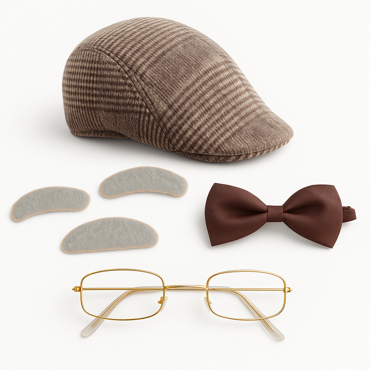 Grampy Costume Party Kit Grandpa Cap Glasses Bowtie Brows Moustache ...