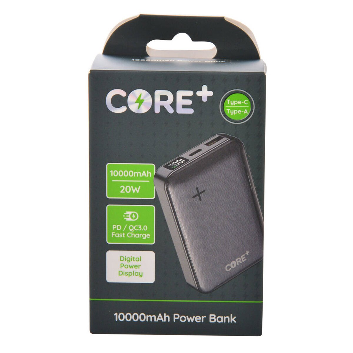 Core Essentials Type-C/USB-A 10000mAh Dual Power Bank 22.5W - Black ...