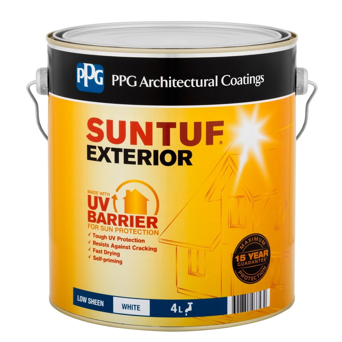 PPG Paints 4L White Low Sheen Suntuf Exterior Paint - 4L - Bunnings New ...