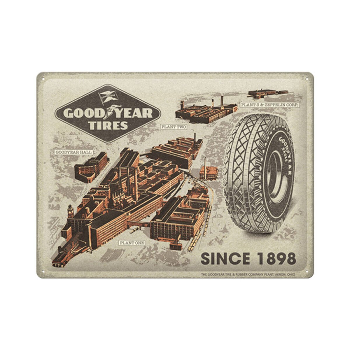 Nostalgic-Art Large Metal Sign Goodyear Factories Since 1898 30x40cm ...