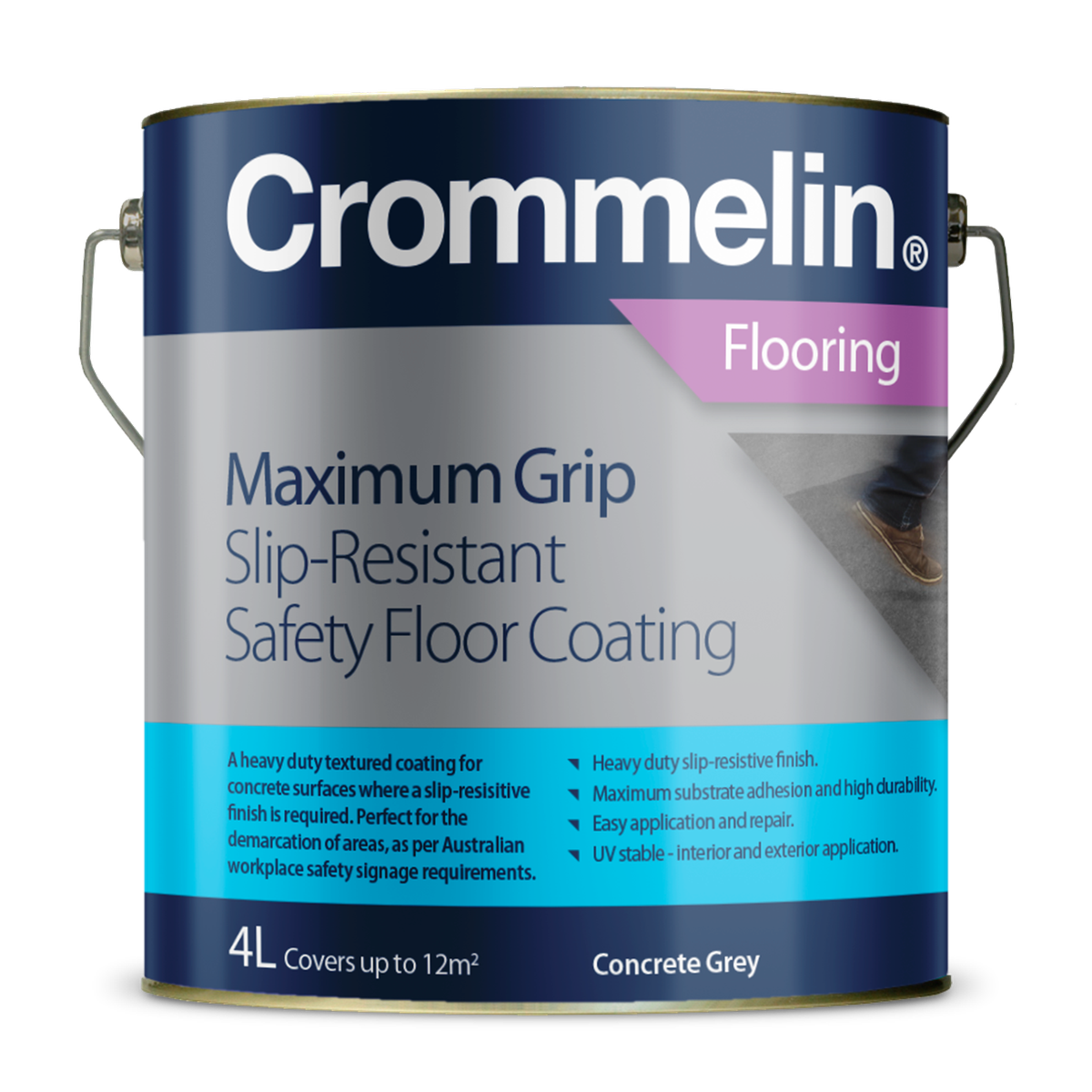 Crommelin 4L Concrete Grey Maxi Grip Floor Coating - Bunnings Australia