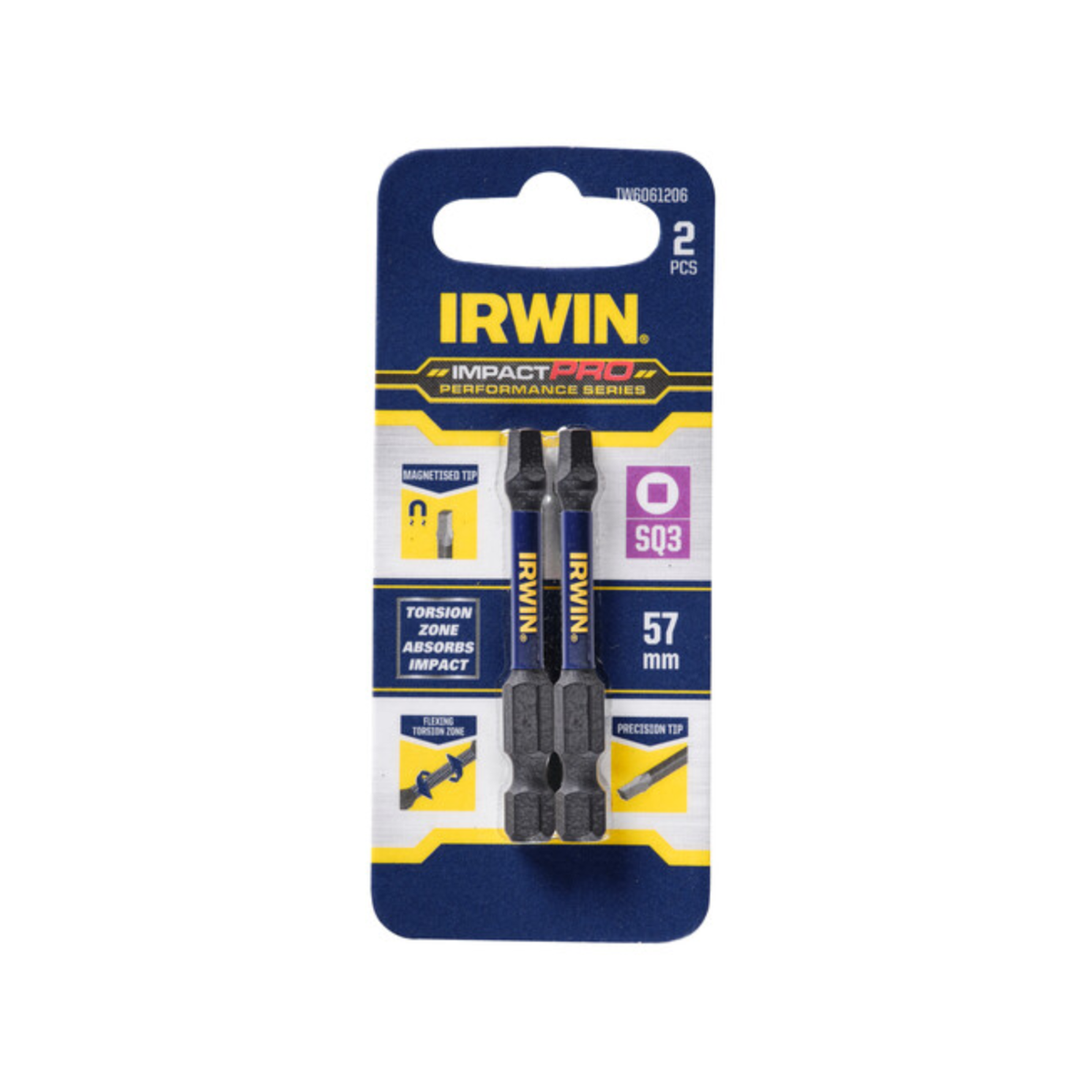IRWIN 57mm SQ3 Impact Pro Performance - 2 Pack - Bunnings Australia