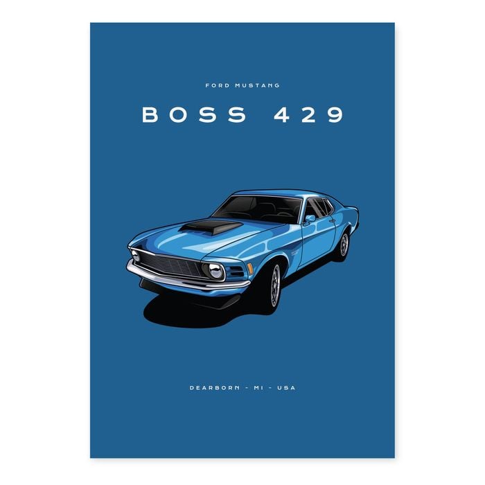 Ford Mustang Boss 429 - Blue A1 Poster Print - Bunnings Australia