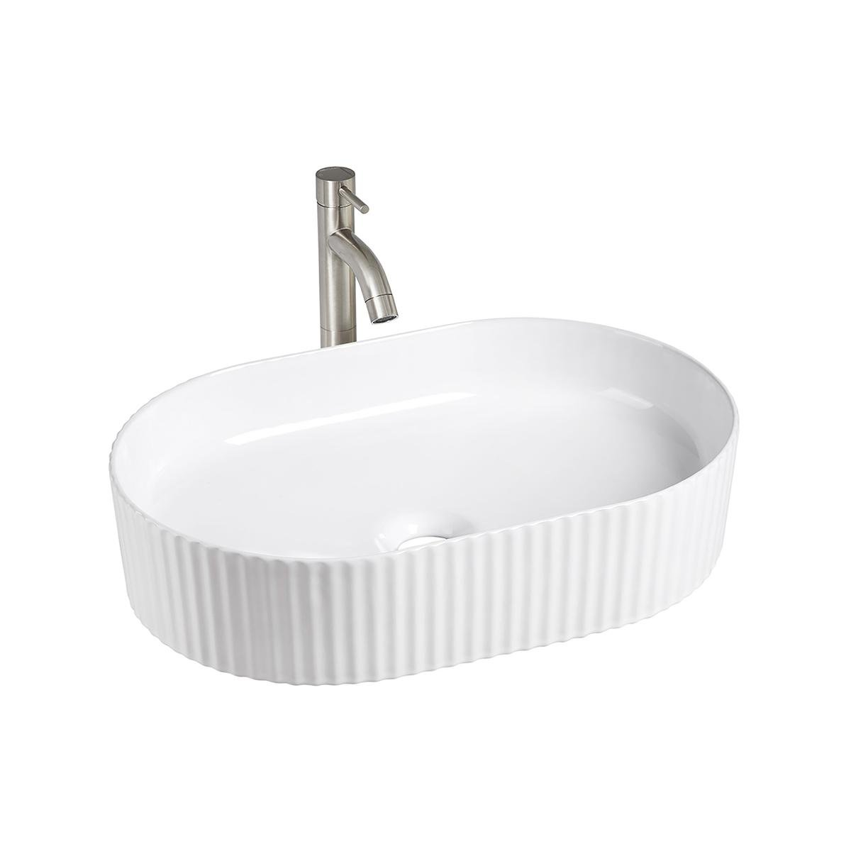 CIBO White Gloss Fluted Oval Basin - Bunnings Australia