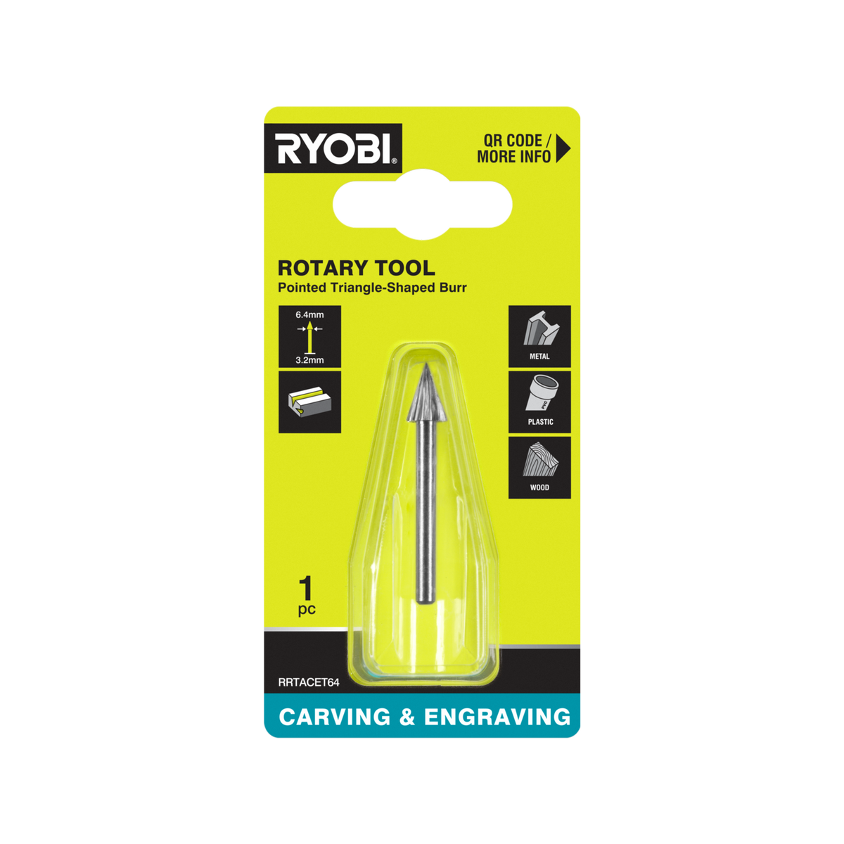 Ryobi 6.4mm Pointed Triangle-Shaped Engraving Burr - Bunnings Australia