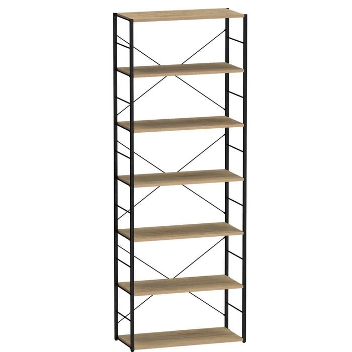 Flexi Storage Studio 2195mm Black And Oak Silhouette 7 Shelf Starter ...