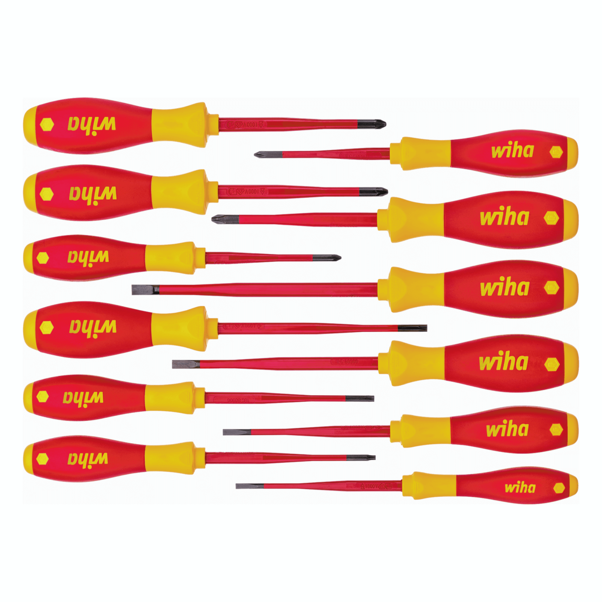 Wiha 12 Piece Softfinish Screwdriver Slimfix Set Insulated Electric VDE ...