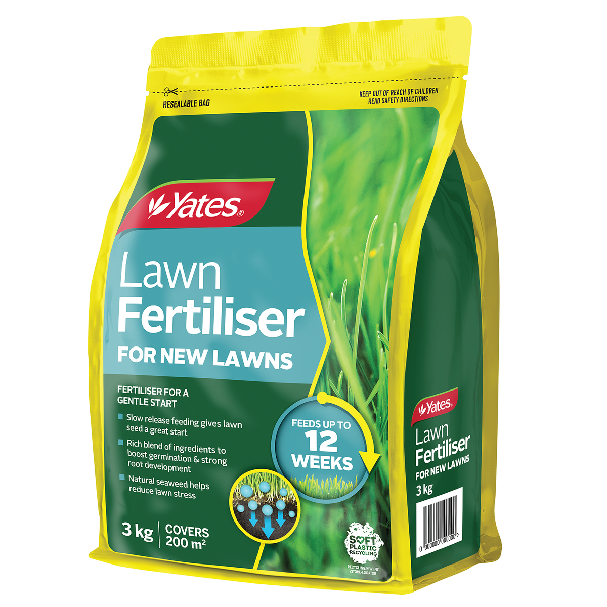 Yates Lawn Fertiliser For New Lawns 3kg - Bunnings New Zealand