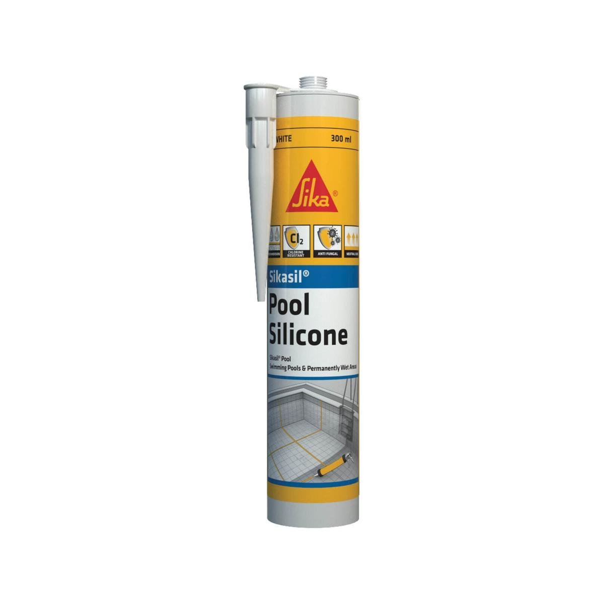 Sika 300ml White Premium Swimming Pool Silicone Sealant - White ...