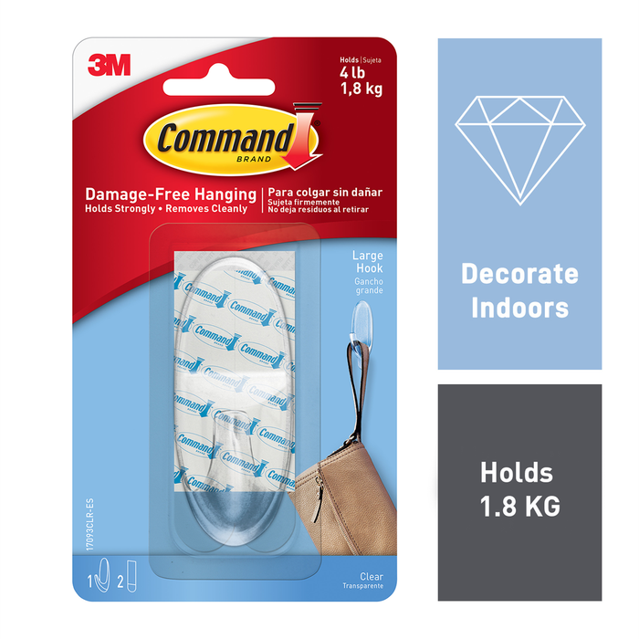 Command Large Clear Adhesive Wall Hook 1 Pack Bunnings Australia
