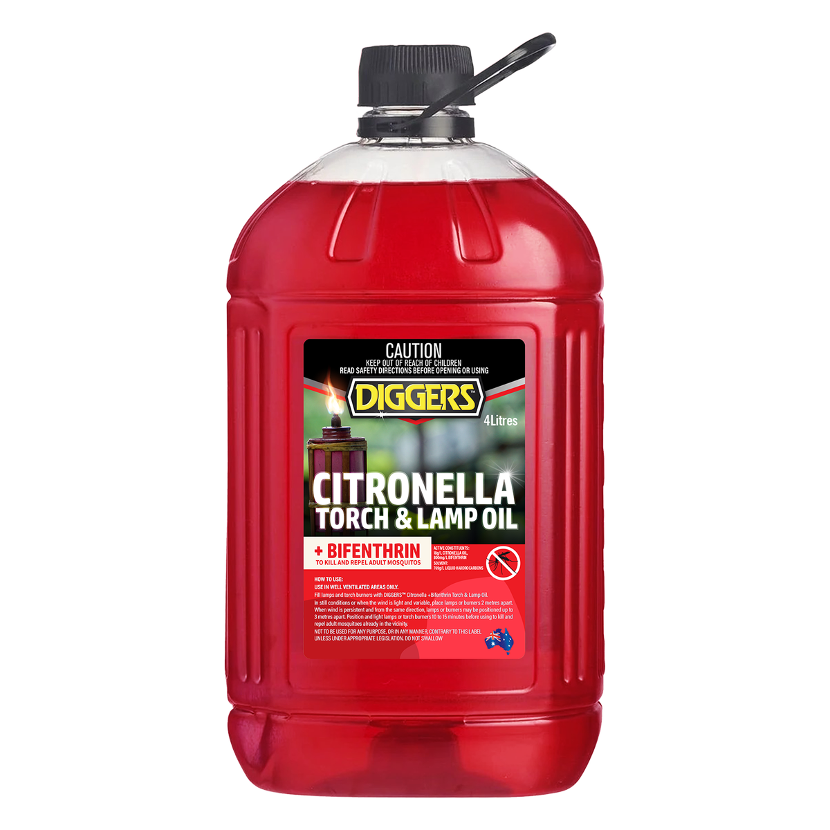 DIGGERS 4L Citronella Torch And Lamp Oil +Bifenthrin - Bunnings Australia
