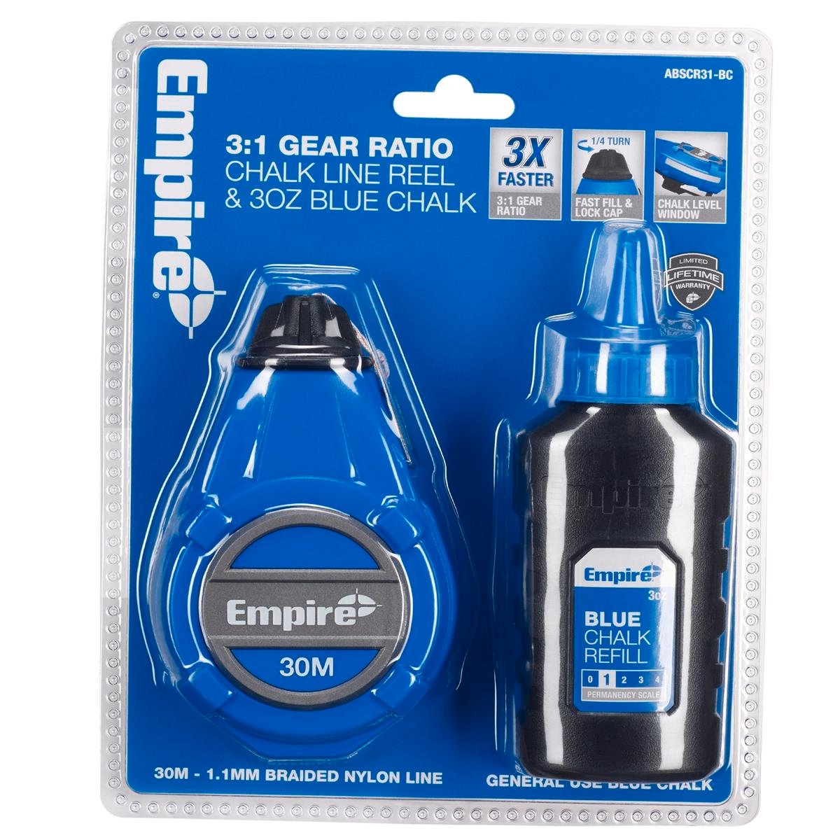 Empire 3:1 Gear Ratio ABS Chalk Reel With 3oz Blue Chalk - Bunnings ...