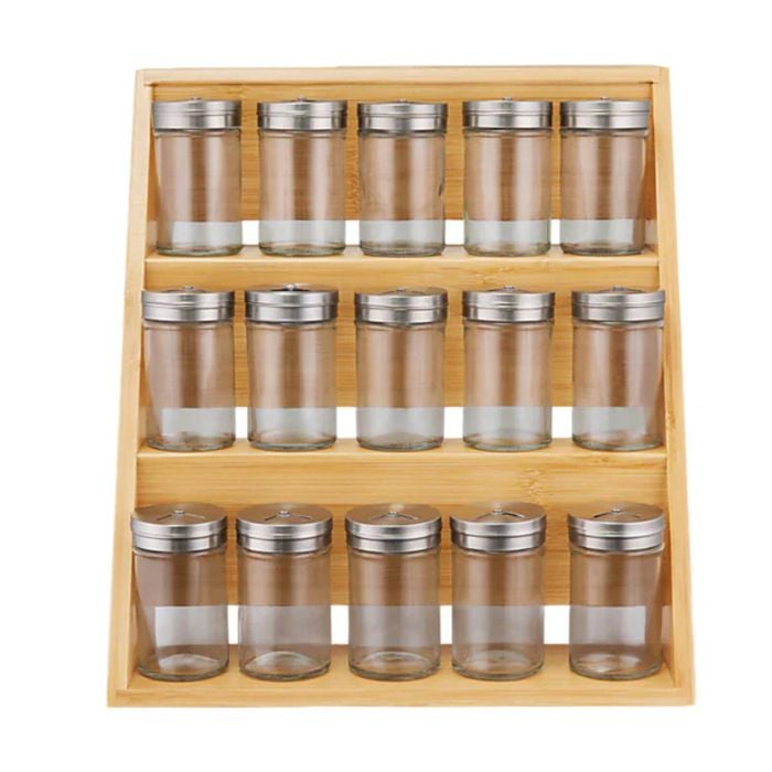 16pc Maxwell & Williams Evergreen Bamboo Spice Rack w/ Jars Set ...