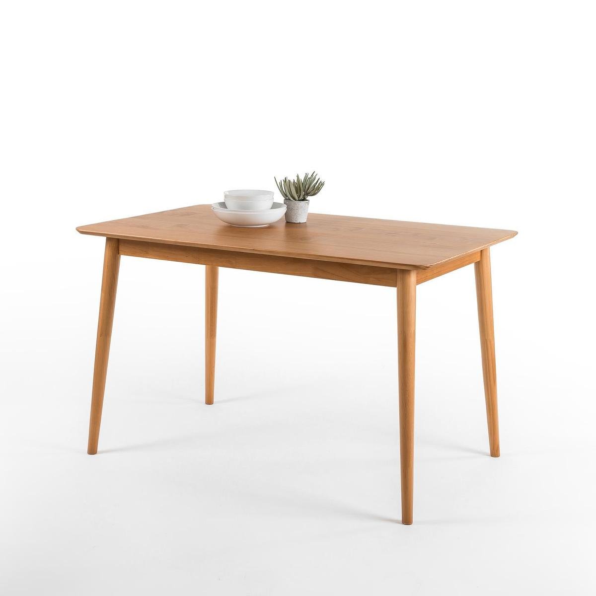 Zinus Jen Solid Wood Dining Table - Natural Coastal - Bunnings Australia