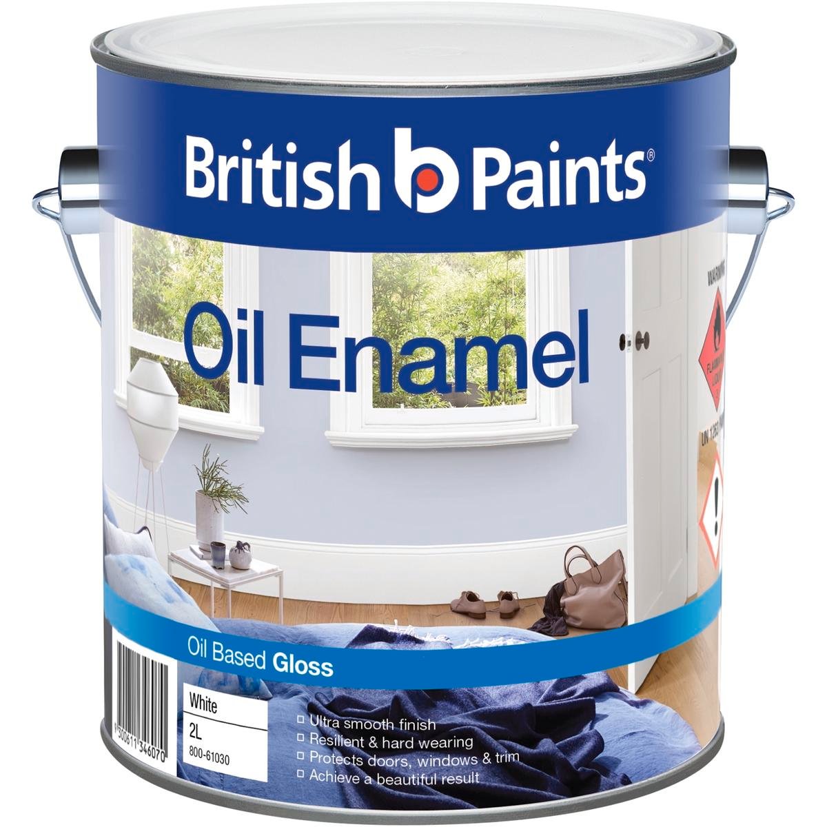 British Paints 2L White Gloss Enamel Paint - Bunnings Australia