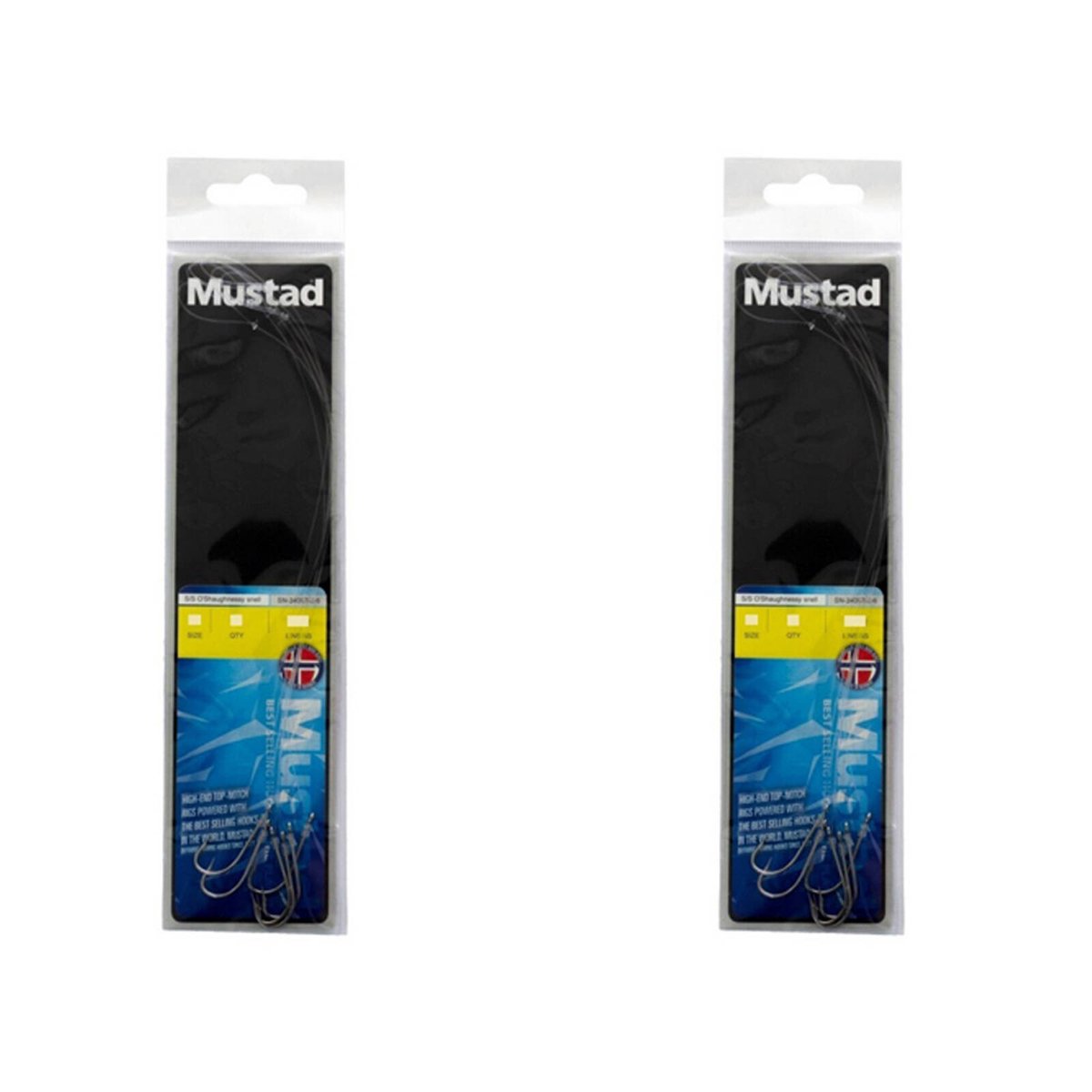 2x 6PK Mustad Hand Tied Snelled Rigs with 34007 Stainless Steel Hooks ...