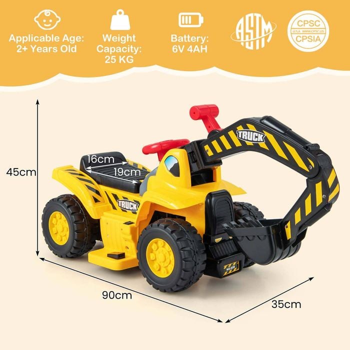 Costway Kids Ride On Excavator Car Electric Diggers w/Hoop,Balls&Horn ...
