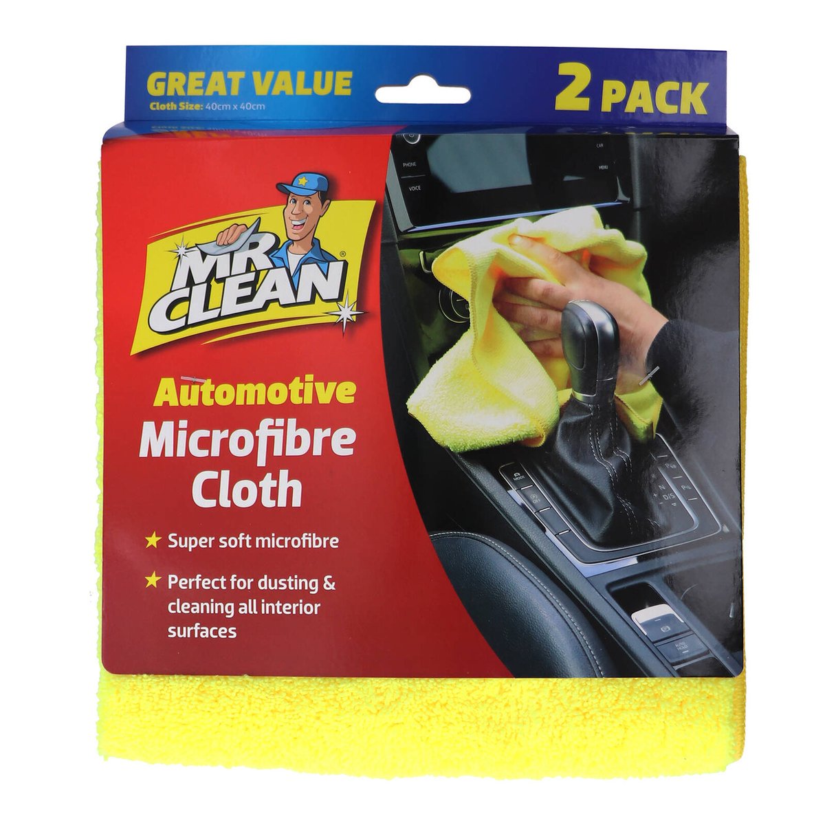 Mr Clean 40 x 40cm Microfibre Auto Cloth - 2 Pack - Bunnings Australia