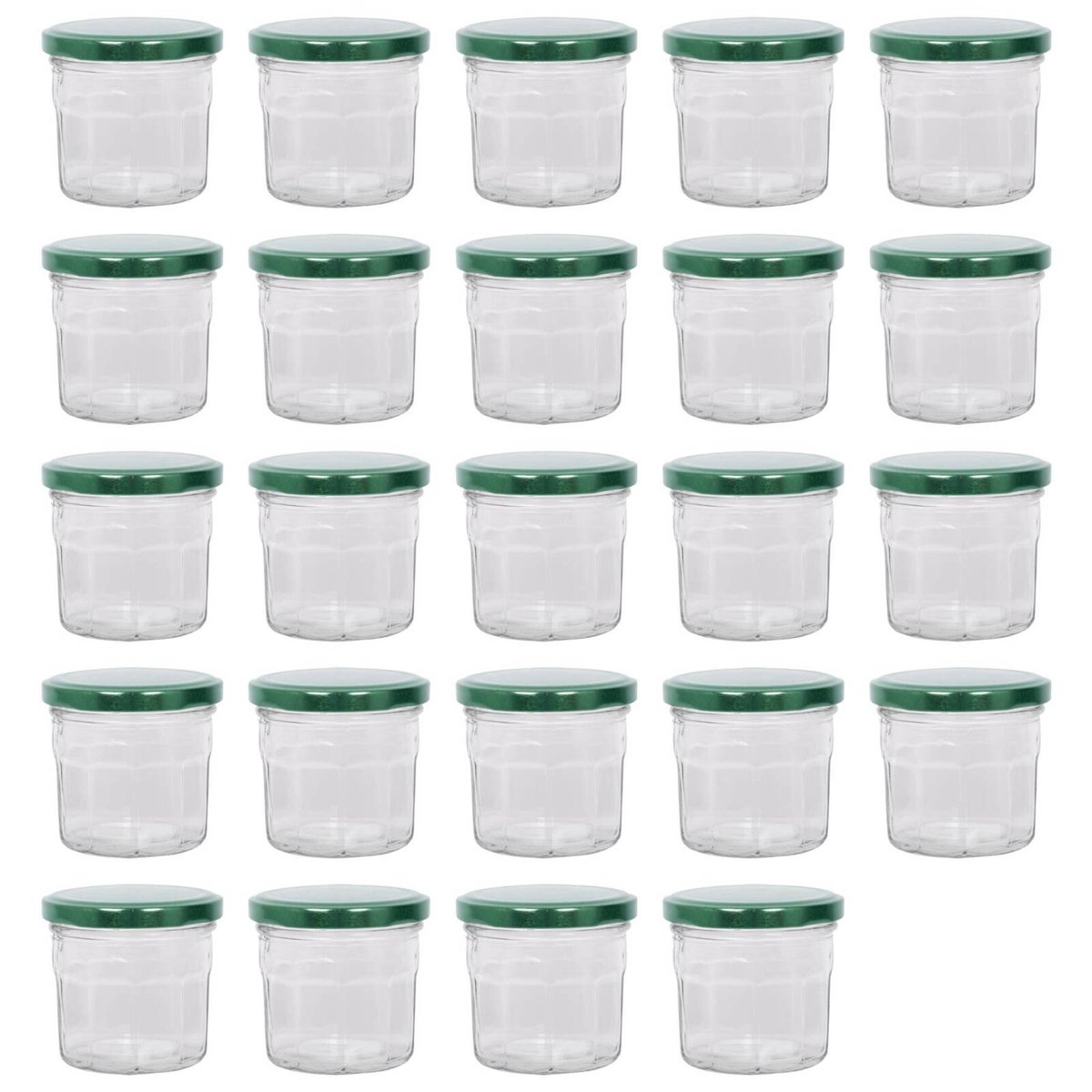 Argon Tableware Glass Jam Jars with Green Lids - 130ml - Pack of 24 ...