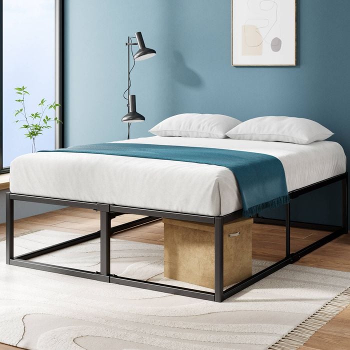 Zinus King Joseph Bed Frame Metal Bed Platform Base 45cm High Black Bunnings Australia