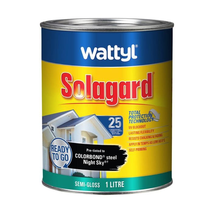 Wattyl 1L Pre-tinted Night Sky Semi-Gloss Solagard Exterior Paint ...