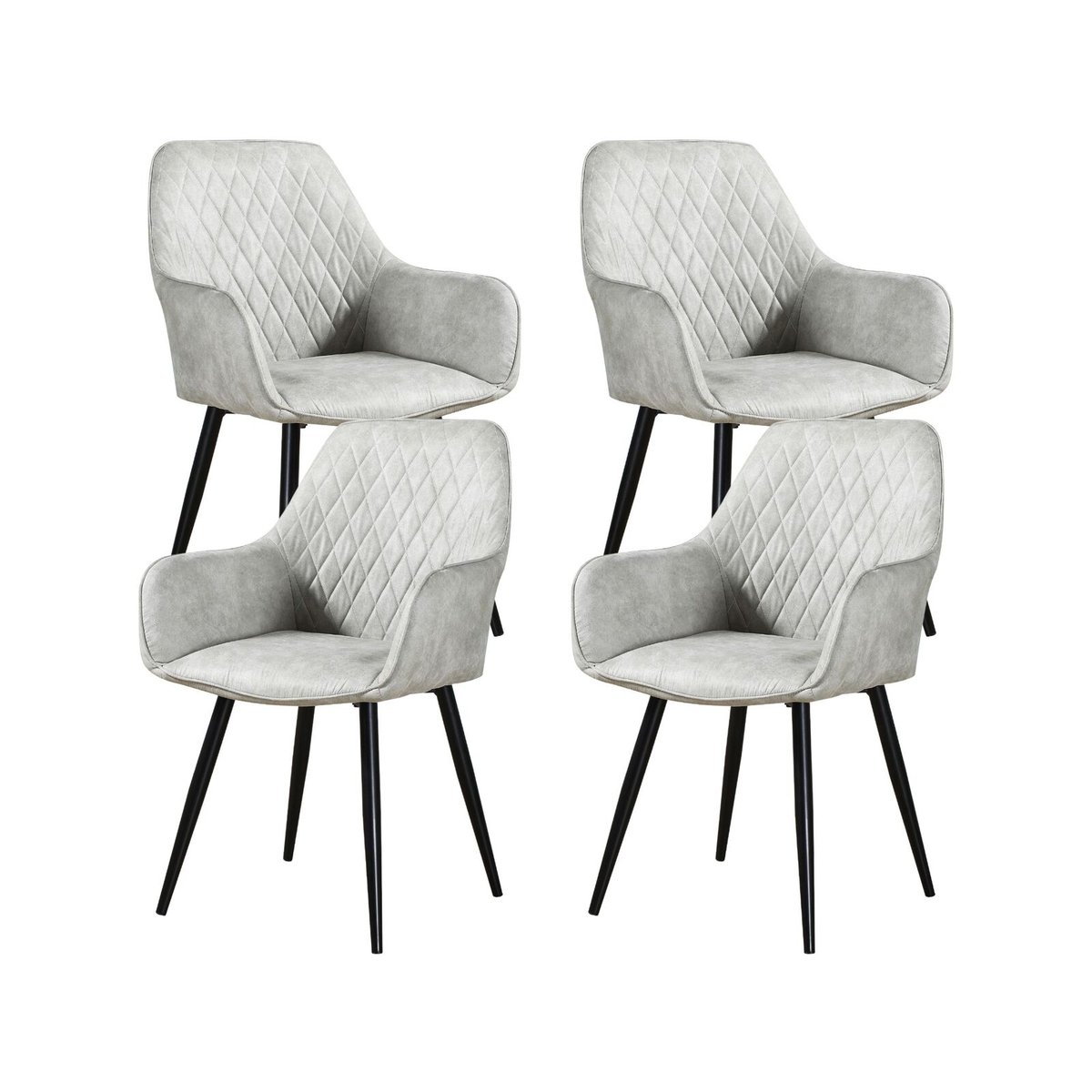 Rosy Set of 4 Dining Chair Fabric Upholstered Seat Metal Leg - Beige ...