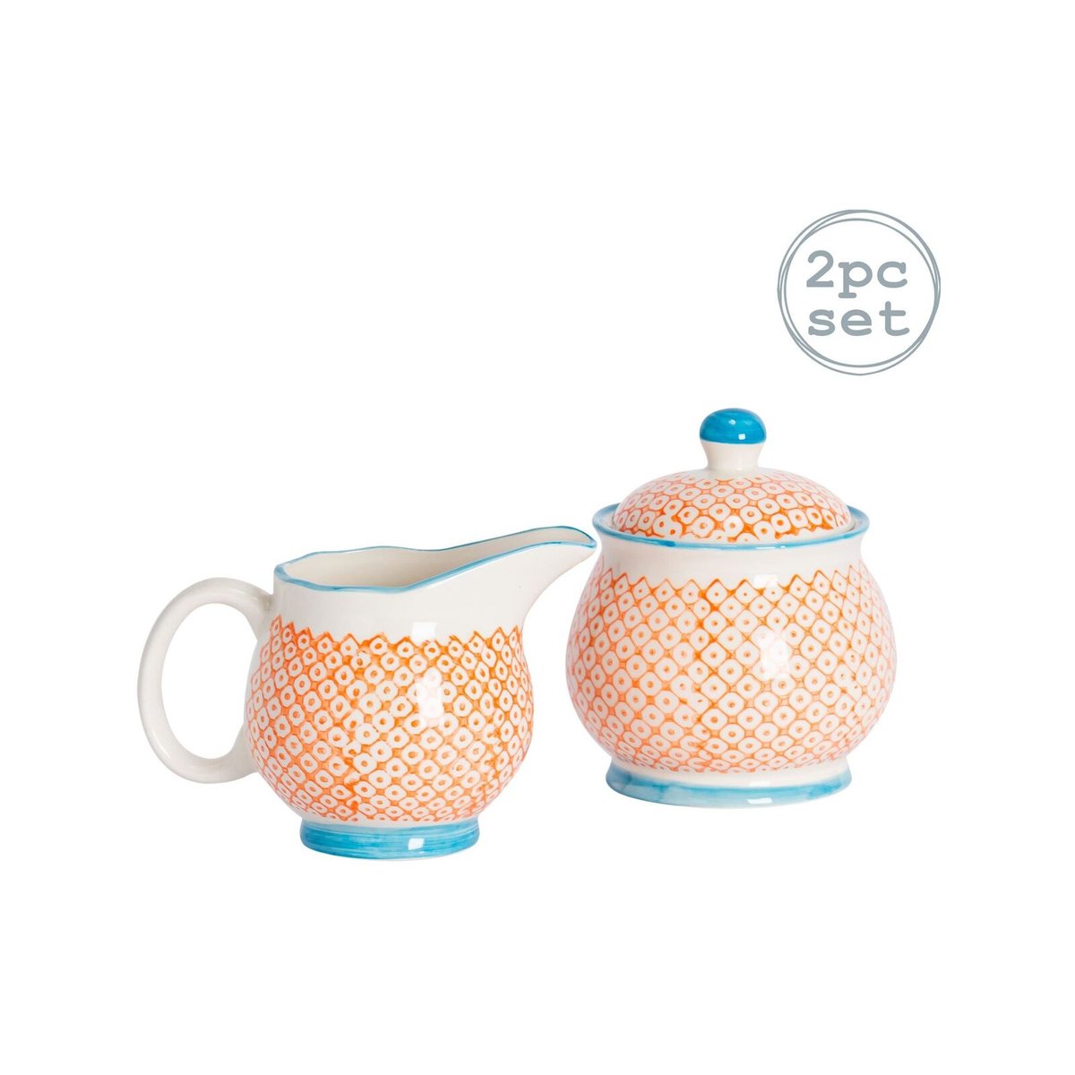 Nicola Spring Hand Printed Milk and Sugar Set - Ceramic Porcelain Tea ...