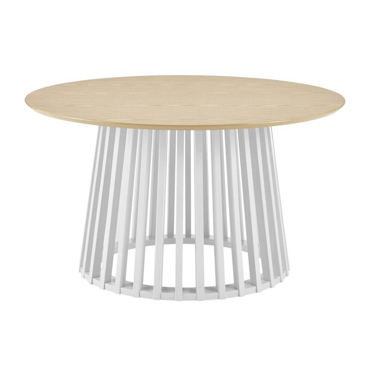 Vanessa Coffee Table Round Slat Base 90cm White and Oak - Bunnings ...