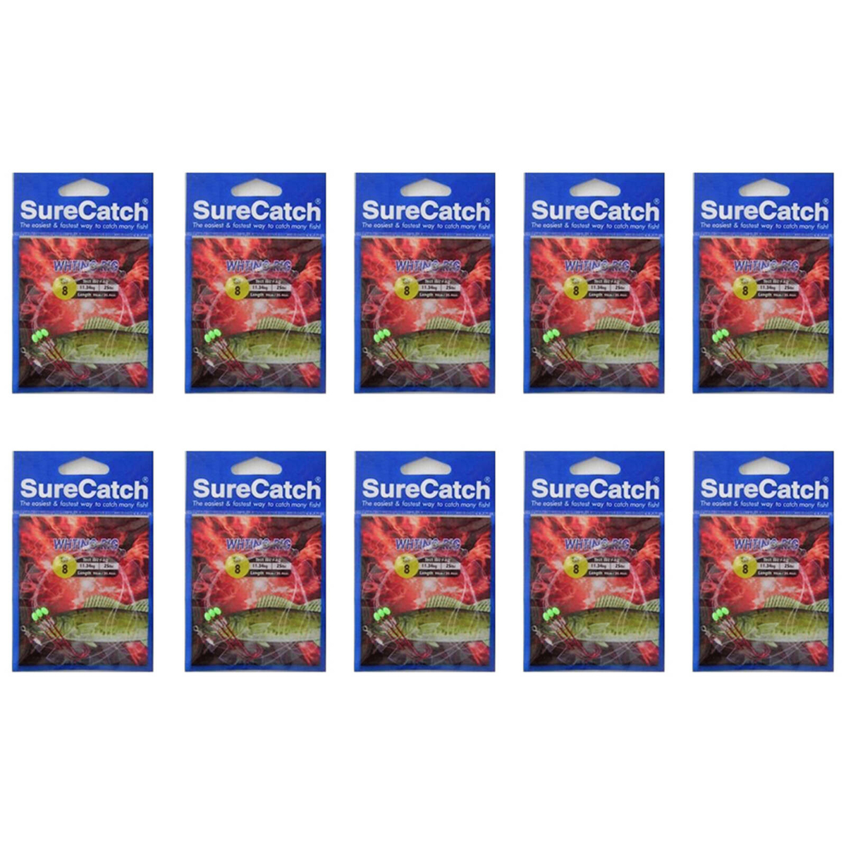 10x Surecatch Whiting Rig Hooks and Lumo Beads Size 8 - Bunnings Australia