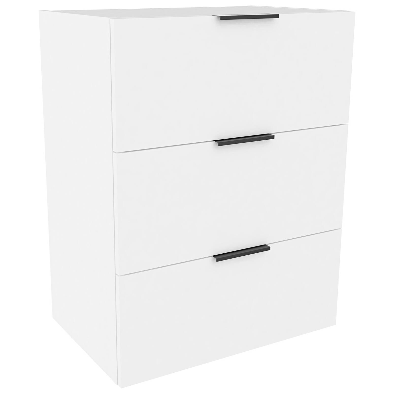 768 x 600 x 380mm White 3 Drawer Unit - Lugna Online