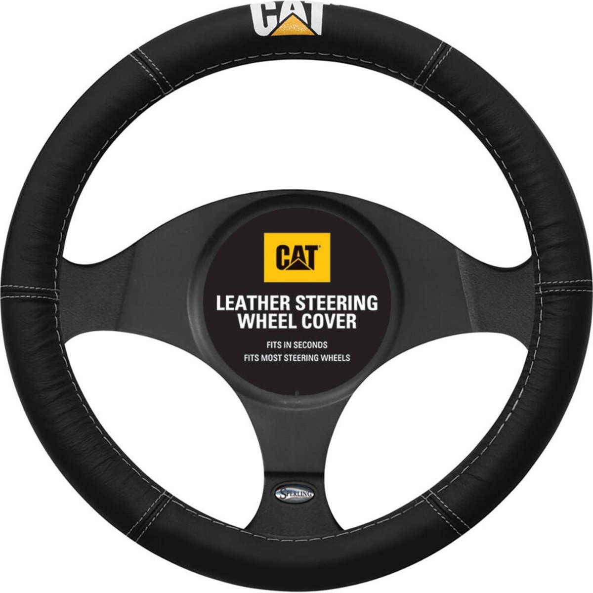 Genuine Caterpillar 15'' Car Leather Steering Wheel Cover Black 38cm ...