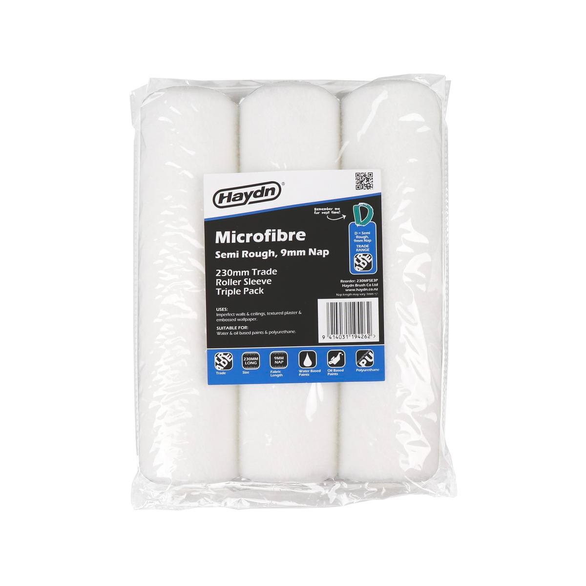 Haydn 230mm Trade Microfibre Roller Sleeve 9mm nap 3 Pack - Semi Smooth ...
