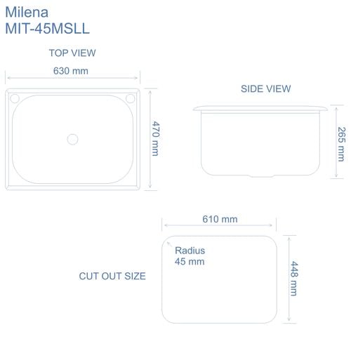 Milena 45L Stainless Steel Inset Laundry Trough With 2 Tap Holes And ...
