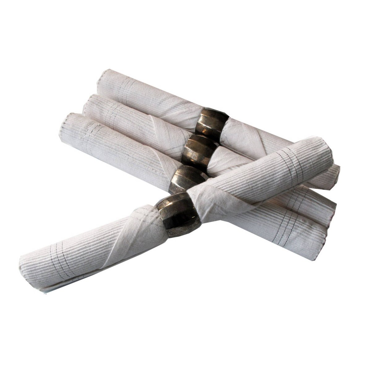 Set of 4 Maria Cotton Placemats with Napkins and Napkin Rings White ...