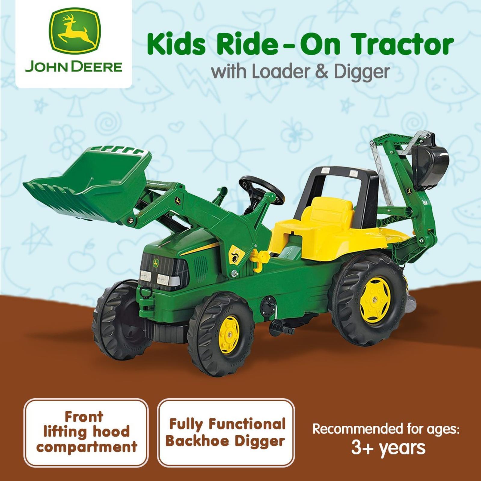 John Deere Rolly Kids Ride On Tractor with Loader Digger RT811076 Bunnings Australia
