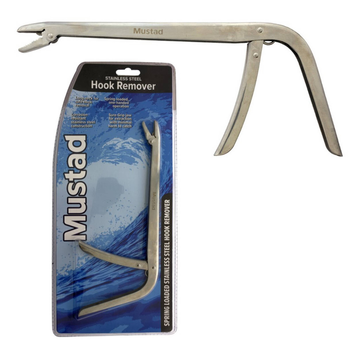 Mustad Spring Loaded Stainless Steel Fishing Hook Remover - Dehooker ...
