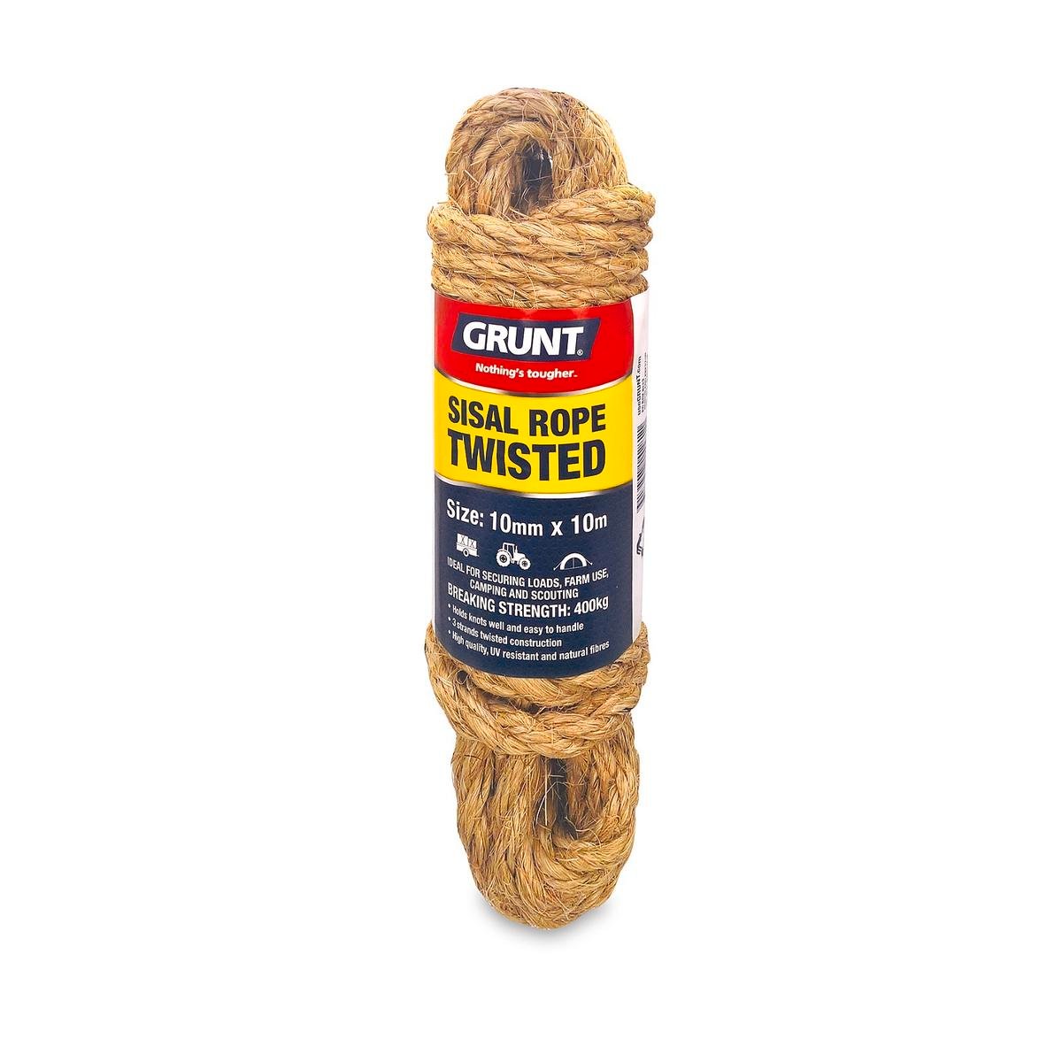 Grunt 10mm x 10m Sisal Twisted Rope - Bunnings New Zealand