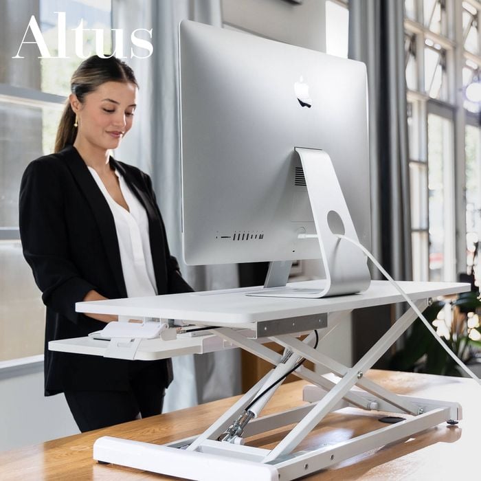 Altus Sit Stand Desk Converter 880mm Large Tabletop Riser Workstation ...