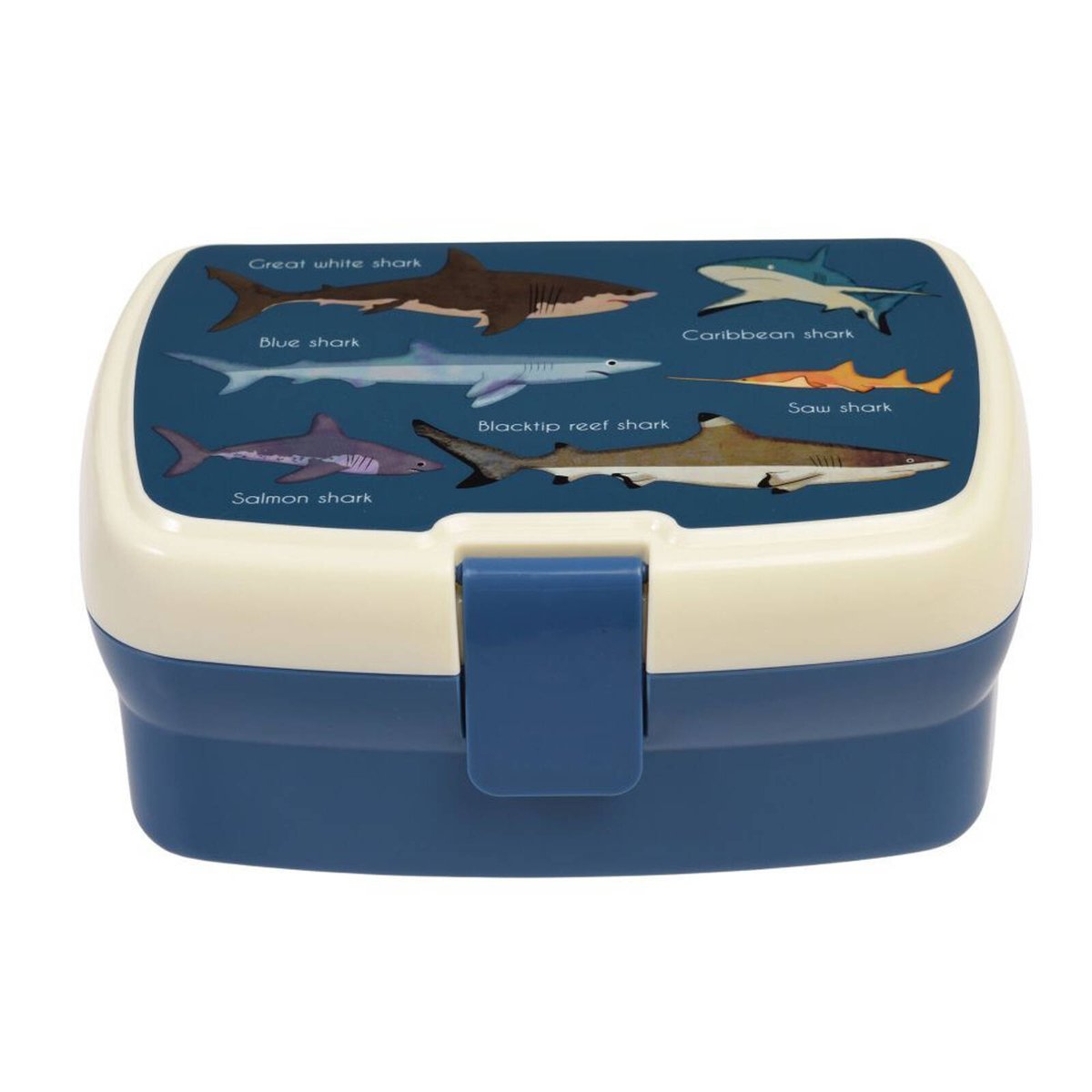 Rex London Kids Plastic Lunch Box Rectangle 17x13cm - Sharks - Bunnings ...