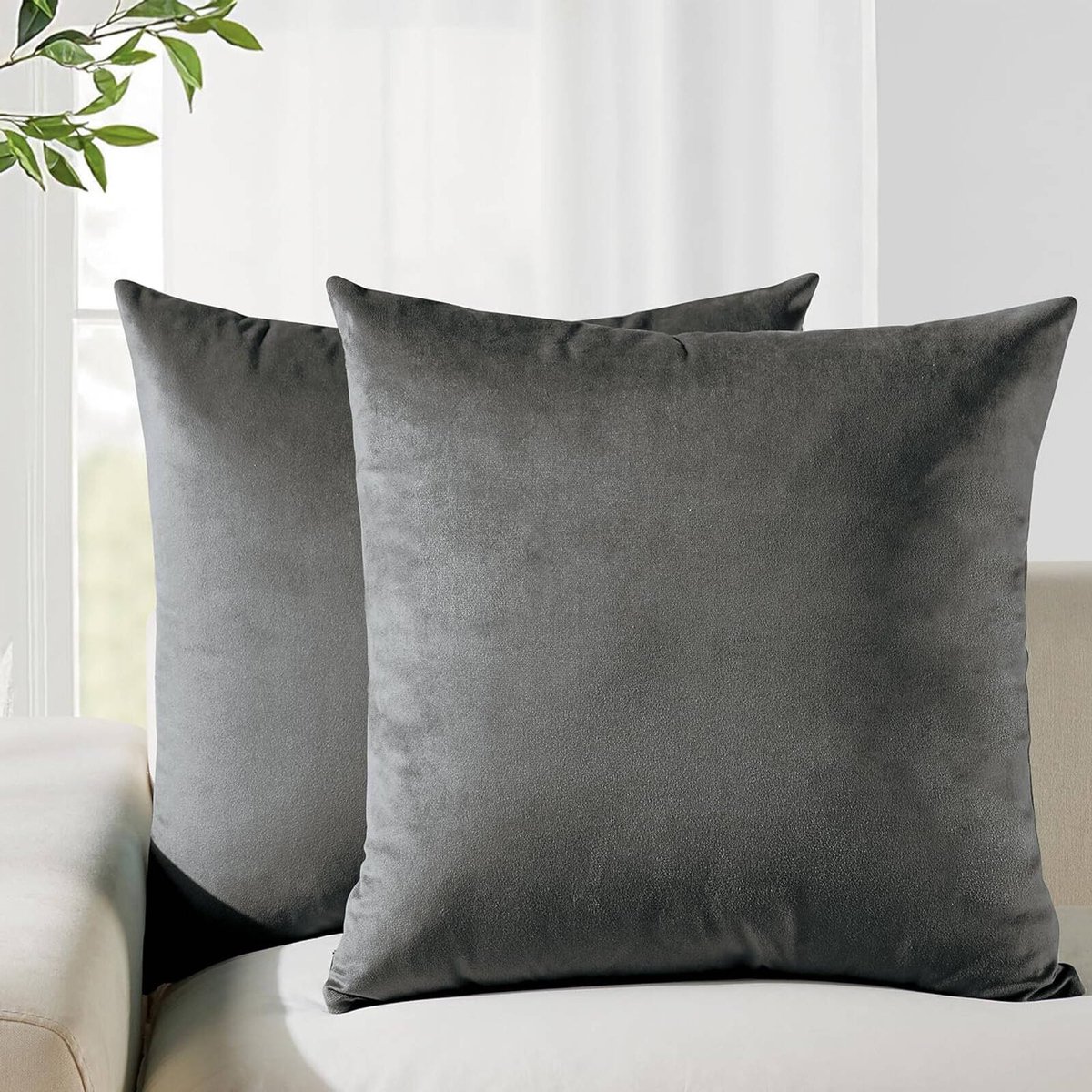 Gioia Casa Twin-Pack Velvet Cushion Covers – Soft Microfibre Cushion ...