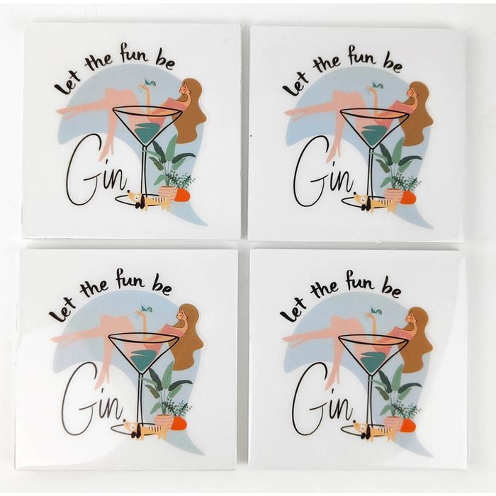 4pc Urban Let The Fun Be Gin 10cm Coasters Mug/Cup Drink Table Mat Set ...
